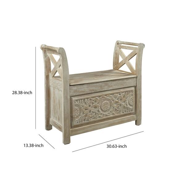 Wooden Bench with Hinged Storage, Brown - Bed Bath & Beyond - 30977737