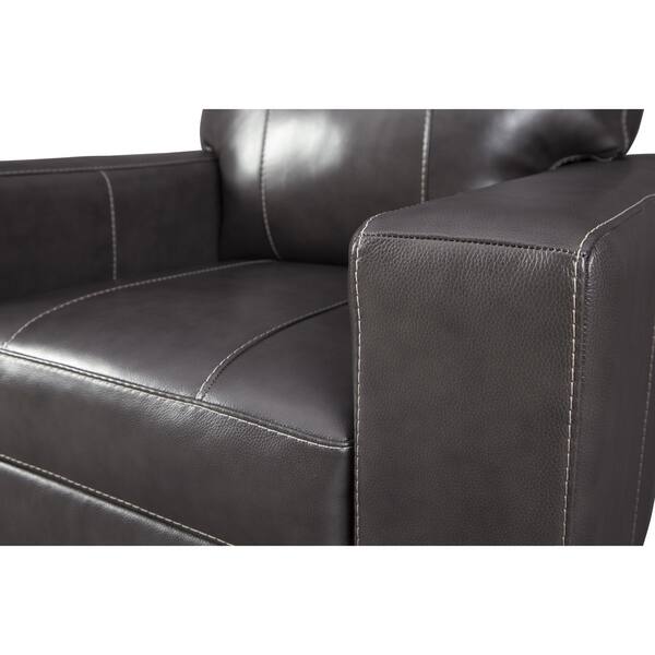 Traditional Old School Leather Box Shaped Chair and a Half with Stitch ...