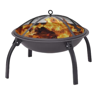 22" Outdoor Metal Firepit Backyard Patio Round Stove - Overstock - 30985096