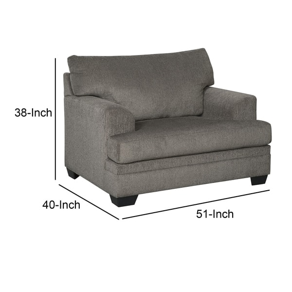 Fabric Upholstered Chair and a Half with Tapered Block Legs, Gray - Bed ...