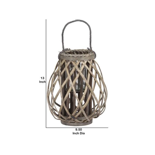 Bellied Shaped Lattice Design Lantern with Glass Candle Holder,Large ...