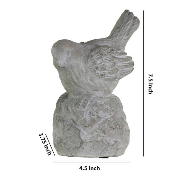Cement Figurine of Pigeon Facing Downwards and Sitting on Rock Base ...