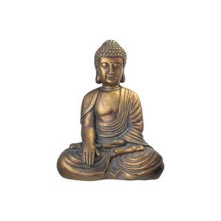 Fiberstone Meditating Buddha Figurine in Bhumisparsa Mudra, Distressed ...
