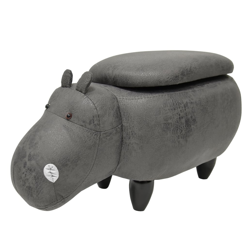 Kids Upholstered Hippo Ottoman with Storage - Overstock - 30997837