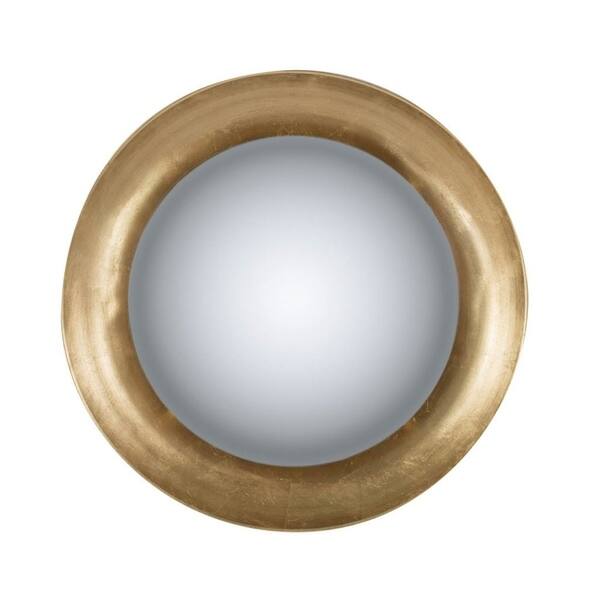 Modern Styled Round Mirror with Lustrous Frame and LEDs, Large, Gold ...