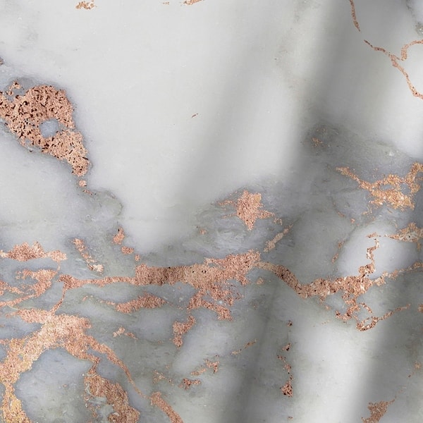Shiny Rose Gold Blush Metal Foil On Marble Square - Shower Curtain ...