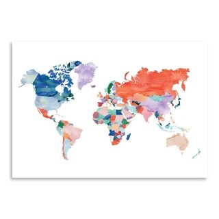 Watercolor World Map Poster Art Print - Bed Bath & Beyond - 31035230