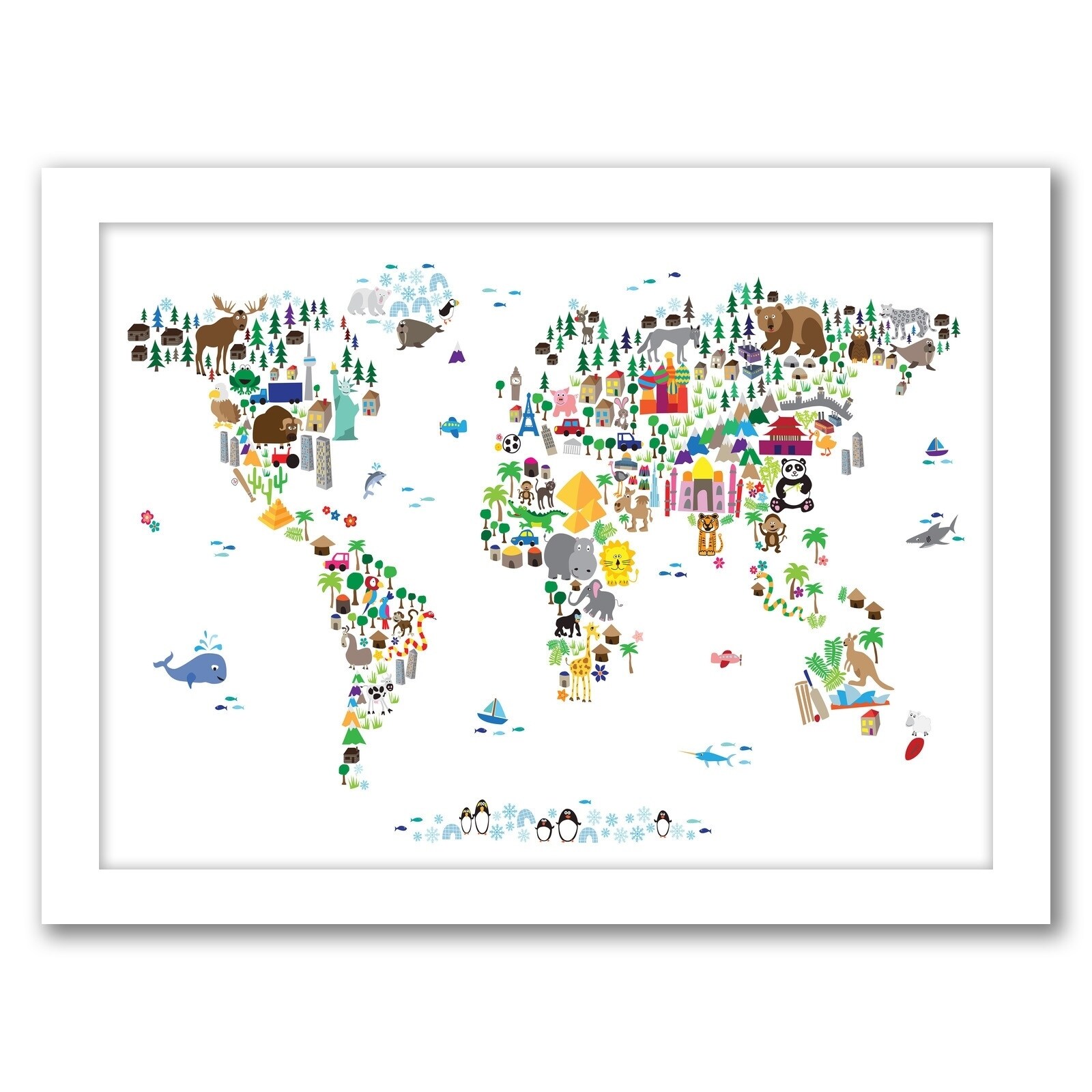 World Animal Map 1 - Framed Print Wall Art - Bed Bath & Beyond - 31036163
