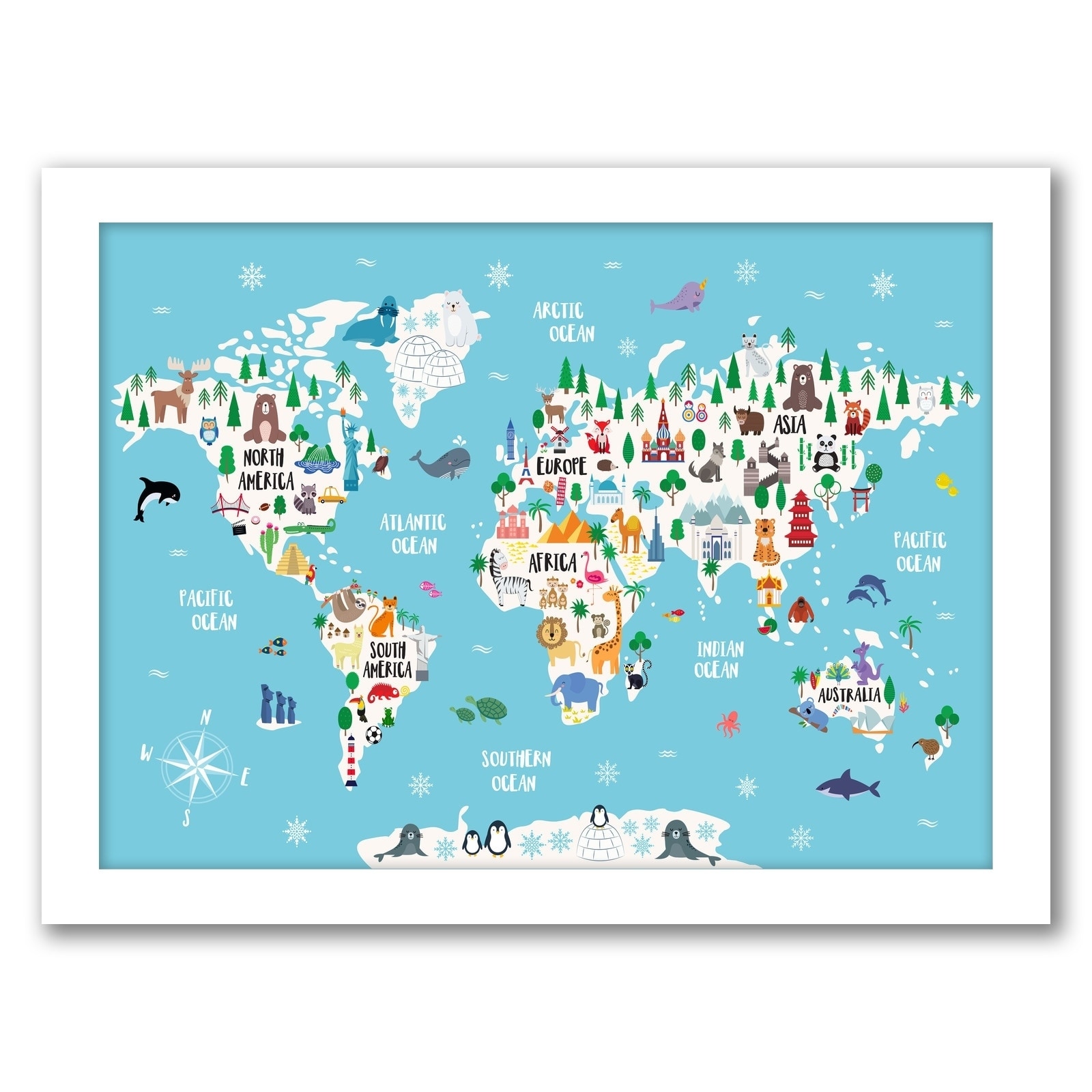 Animal World Map - Framed Print Wall Art - Bed Bath & Beyond - 31036350