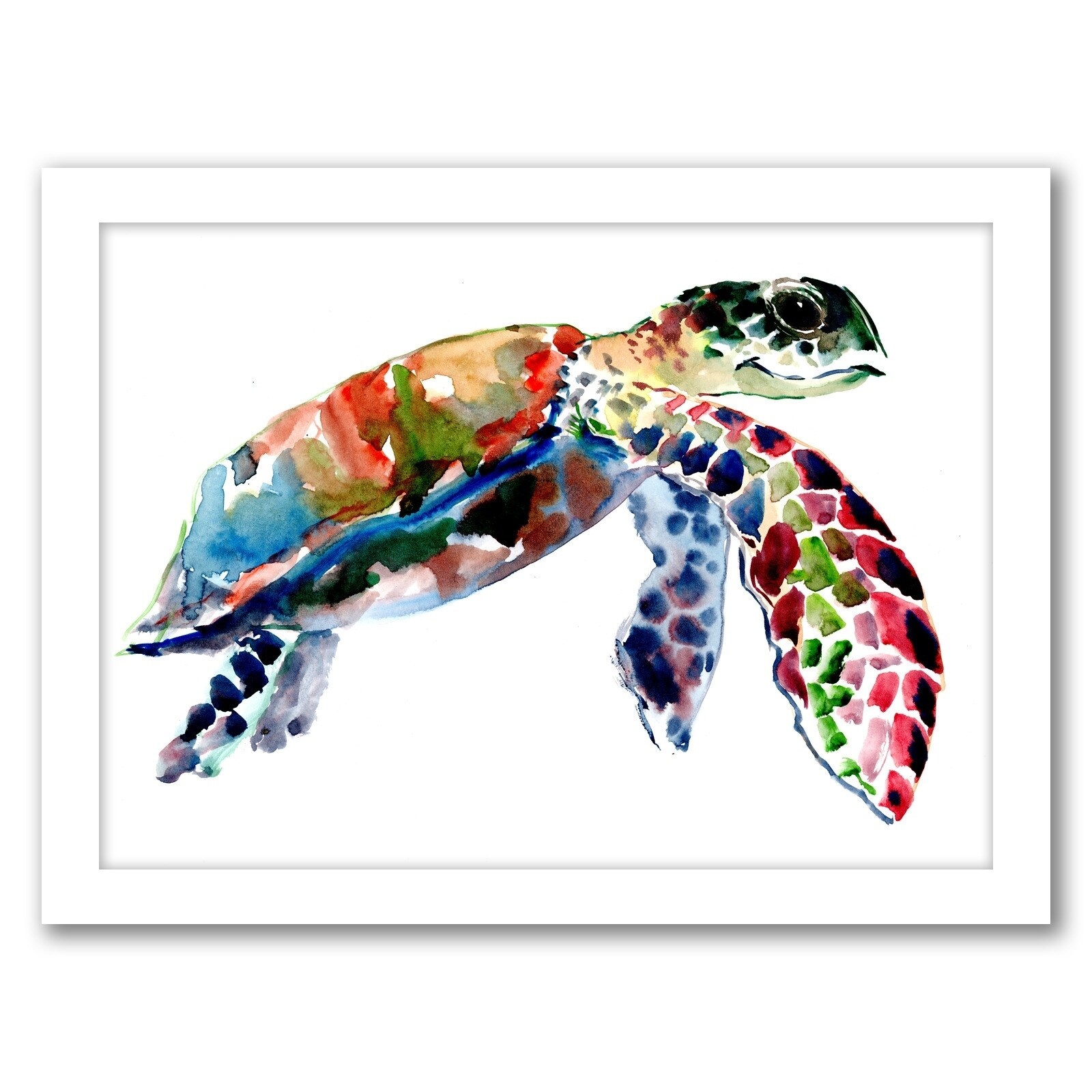 Sea Turtles Blue Green Underwater Scene - Framed Print Wall Art - Bed ...