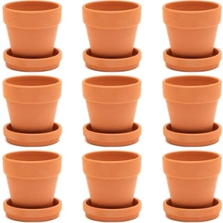 9x Mini Terra Cotta Terracotta Pots with Saucer Flower Clay Planters ...