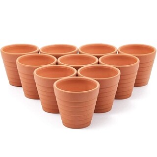 10x Mini Terra Cotta Terracotta Pots with Saucer Flower Clay Planters ...