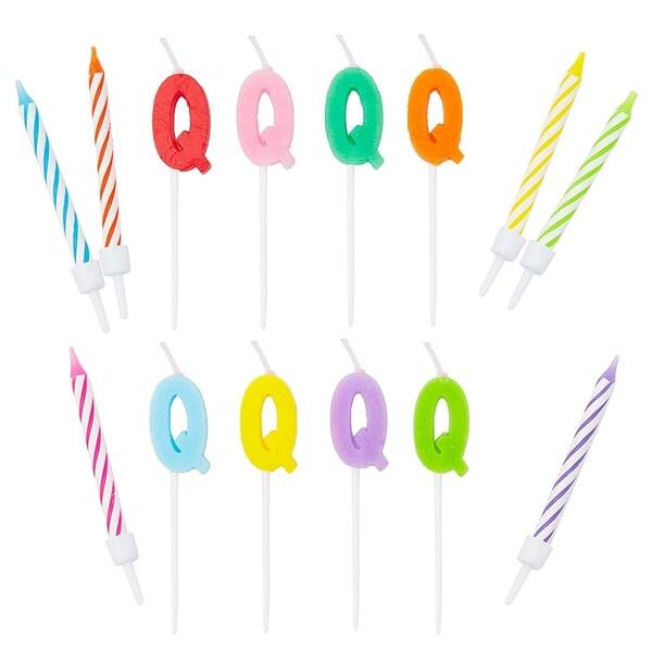 96-Piece Letter Q Birthday Cake Candles Set with Holders for Party ...