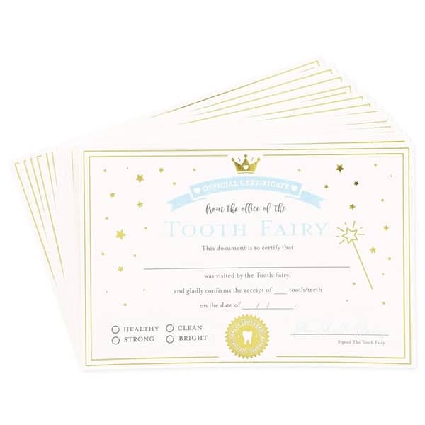 32 Pack 4 x 6 in Tooth Fairy Paper Certificate with Goil Foil for Kids ...
