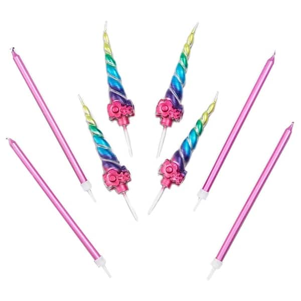 28-Piece Rainbow Unicorn Horn Birthday Cake Candles Set for Party ...