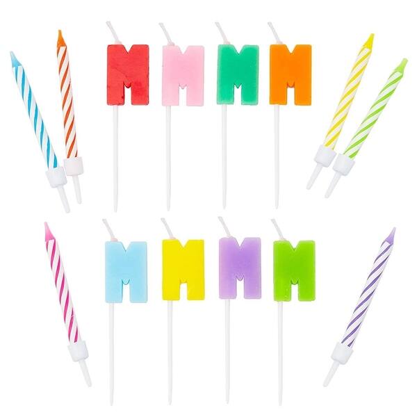 96-Piece Letter M Birthday Cake Candles Set with Holders for Party ...