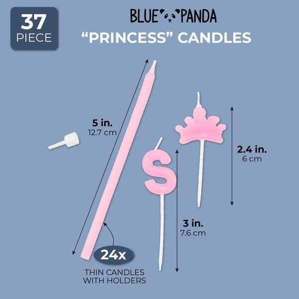 37pcs Pink Princess Cake Candles Set Birthday Cake Candle Letter Tiaras ...