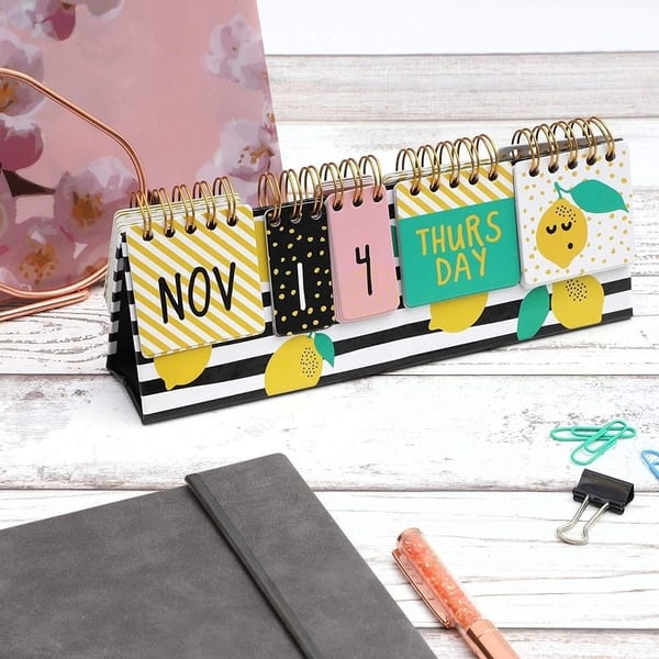 Lemon Desktop Standing Flip Calendar, Self-Standing Standup Daily ...