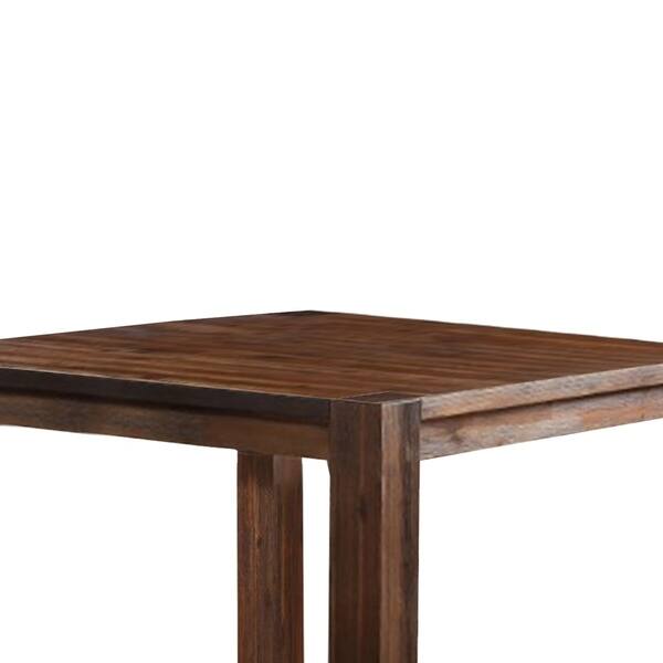 Square Wooden Center Table with Block Legs, Brick Brown - Bed Bath ...
