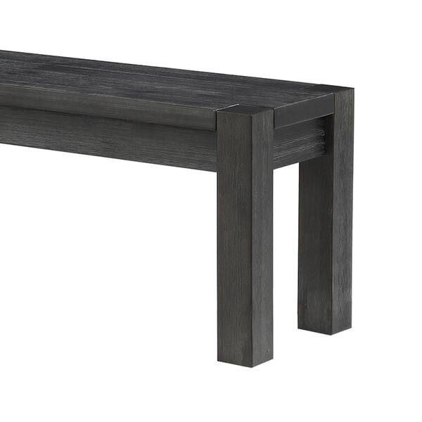 Rustic Style Wooden Bench with Block Legs, Dark Gray - Bed Bath ...