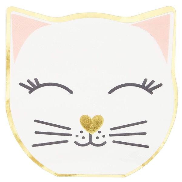 50x Cute Cat Kitty Face Party Napkins for Kids Girls Birthday Cocktail ...