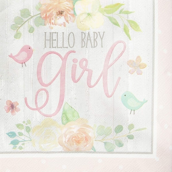 100 Pack Hello Baby Girl Party Paper Napkins 6.5" for Baby Shower ...