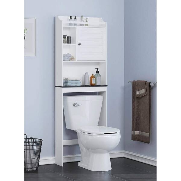 Spirich-Bathroom Shelf Cabinet Storage Over the Toilet with Louver Door ...