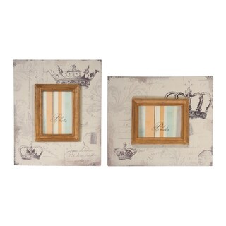Traditional Style Rectangular Wooden Photo Frames, Set of 2, Brown ...