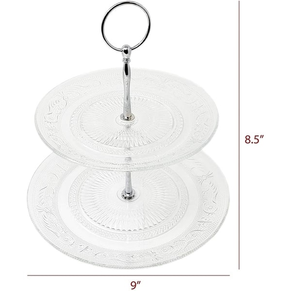 2-Tier Crystal Glass Cake & Pastry Stand - Crystal Clear Elegant ...