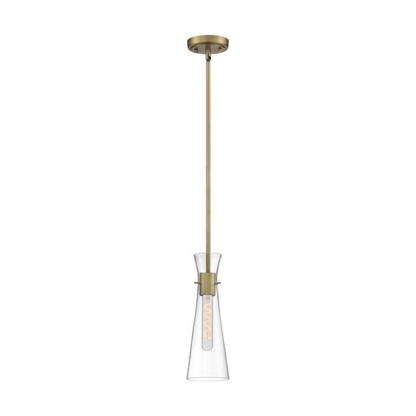 Bahari 1-Light Mini Pendant Fixture - Vintage Brass Finish with Clear ...