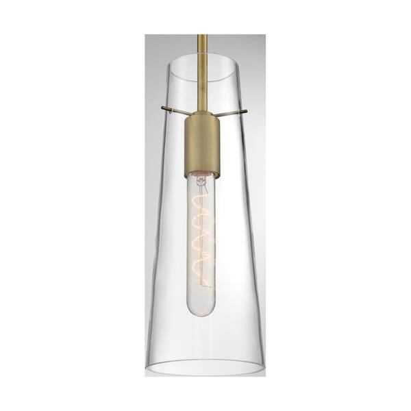 Bahari 1-Light Mini Pendant Fixture - Vintage Brass Finish with Clear ...