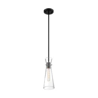 Bahari 1-Light Mini Pendant Fixture - Black Finish with Clear Glass ...