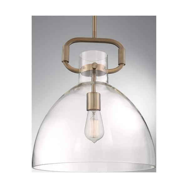 Teresa 1-Light Bell Pendant Fixture - Burnished Brass Finish with Clear ...