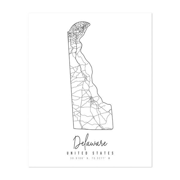 Delaware Maps Minimal Unframed Wall Art Print/Poster - Bed Bath ...