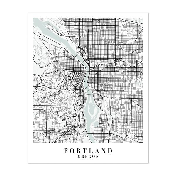 Portland Oregon Maps Minimal Unframed Wall Art Print/Poster - Bed Bath ...