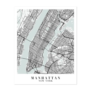 Manhattan New York Maps Minimal Unframed Wall Art Print/Poster - Bed ...
