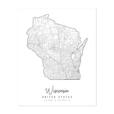 Wisconsin Maps Minimal Unframed Wall Art Print/Poster - Overstock ...