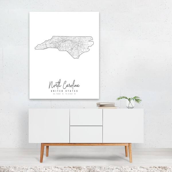 North Carolina Maps Minimal Unframed Wall Art Print/Poster - Bed Bath ...