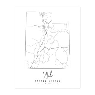 Utah Maps Minimal Unframed Wall Art Print/Poster - Bed Bath & Beyond ...