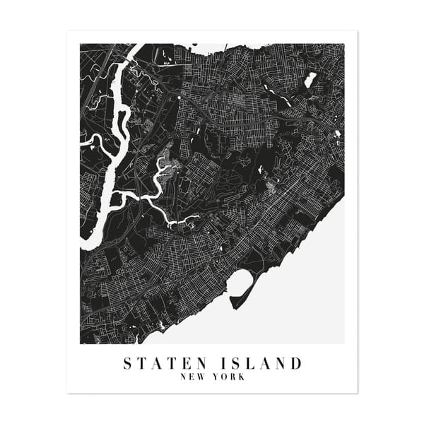 Staten Island New York Maps Minimal Unframed Wall Art Print/Poster ...