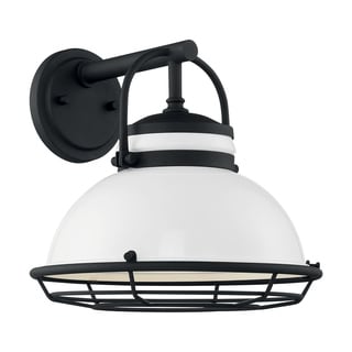 Upton 1-Light Sconce with Gloss White and Textured Black Finish - Bed ...