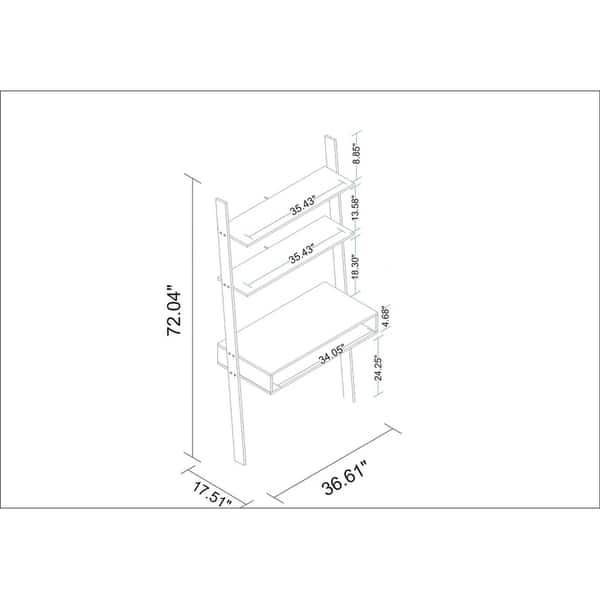 Cooper Ladder Desk with 2 Floating Shelves by Manhattan Comfort - Bed ...