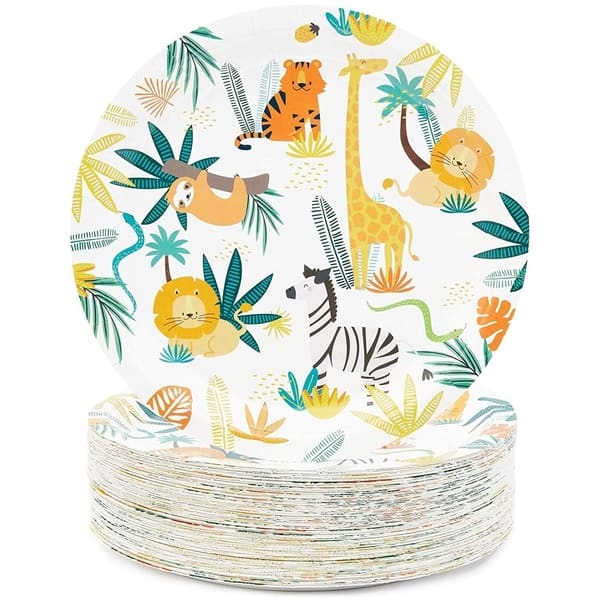80 Packs Jungle Safari Animals Party Disposable Paper Plates Plate for ...