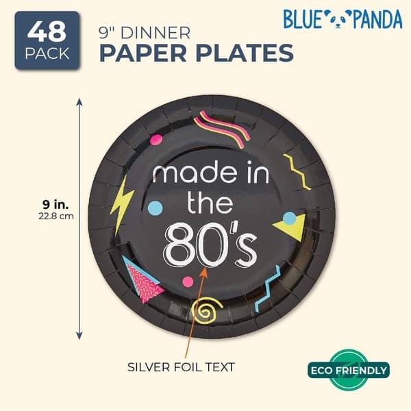 48-Pack Made in The 80s Party Disposable Paper Plates 9" for The 1980's ...