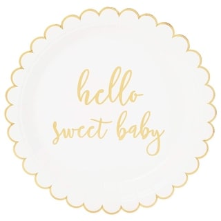 48-Pack Hello Sweet Baby Disposable Paper Plates 9" Baby Shower Party ...