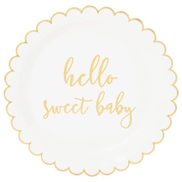 48-Pack Hello Sweet Baby Disposable Paper Plates 9" Baby Shower Party ...