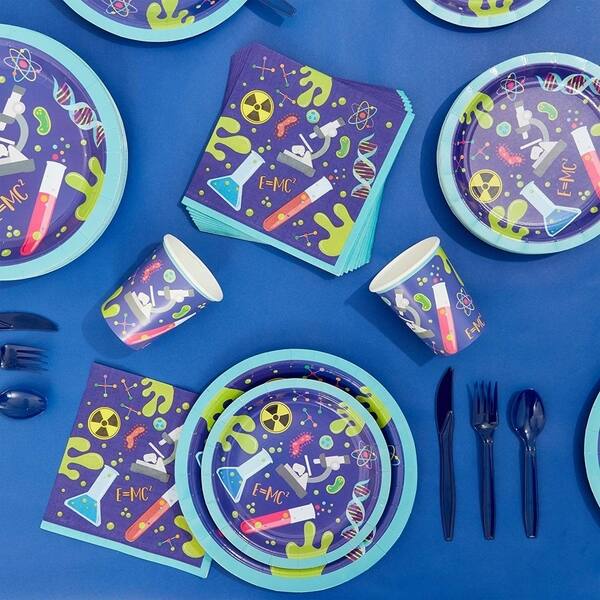80-Pack Science Lab Themed Disposable Paper Plates 7" for Kids Birthday ...