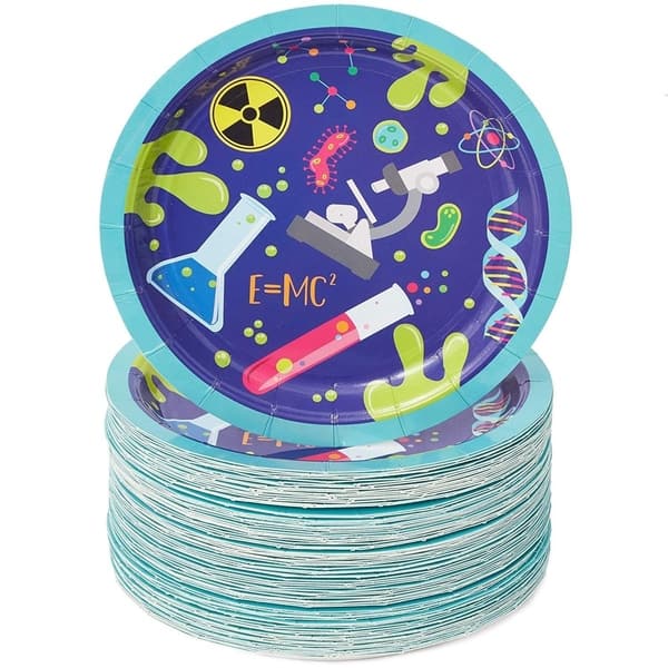 80-Pack Science Lab Themed Disposable Paper Plates 7" for Kids Birthday ...