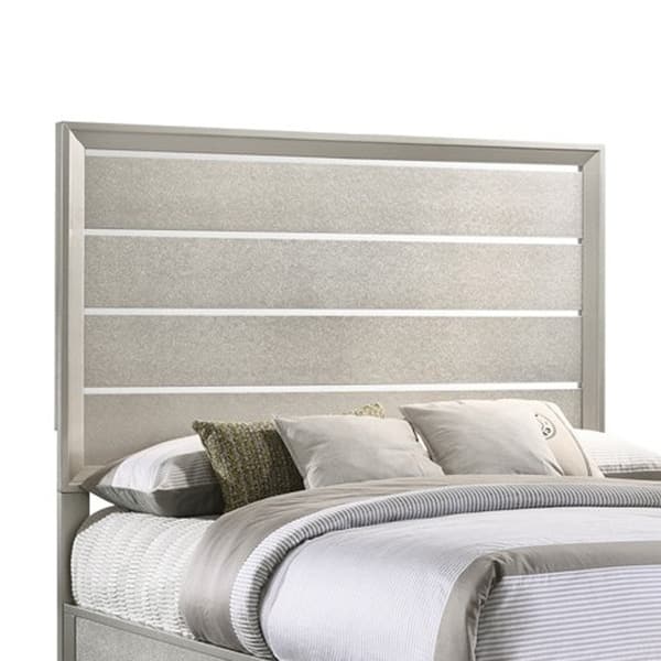 Panel Design Full Bed with Plank Style Headboard and Mirror Inlay ...