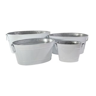 Metal Tubs with Rope Style Ring Handles, White, Set of 4 - Bed Bath ...